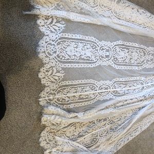 Aakaa | Tops | Nwt Beautiful White Full Lace Long Duster | Poshmark